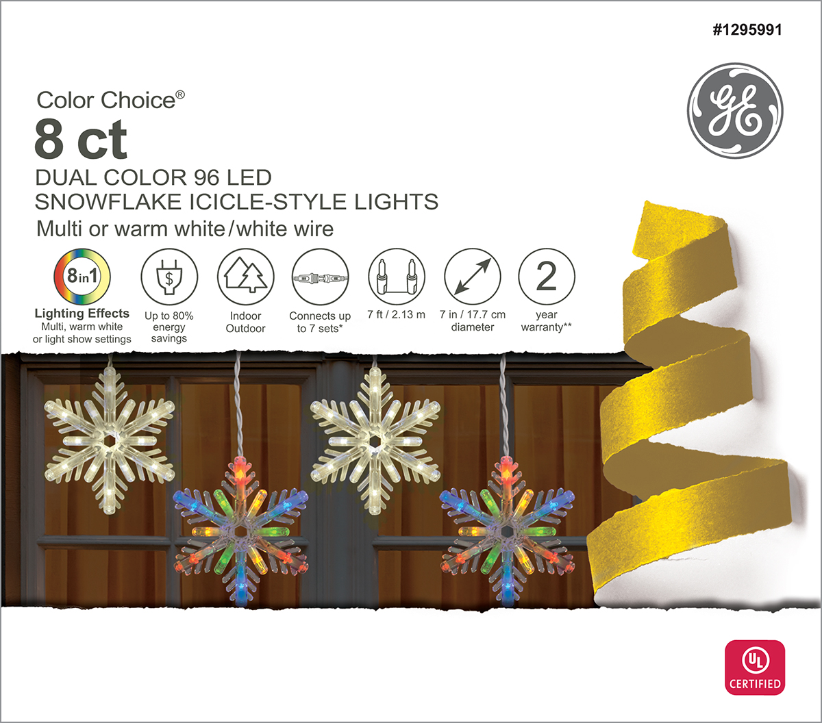 89450 - GE Color Choice® LED 8pc Snowflake Icicle-Style Lights, 96ct ...