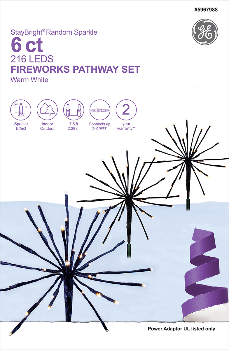 72243 - GE StayBright® Random Sparkle LED 6pc Fireworks Pathway Set ...