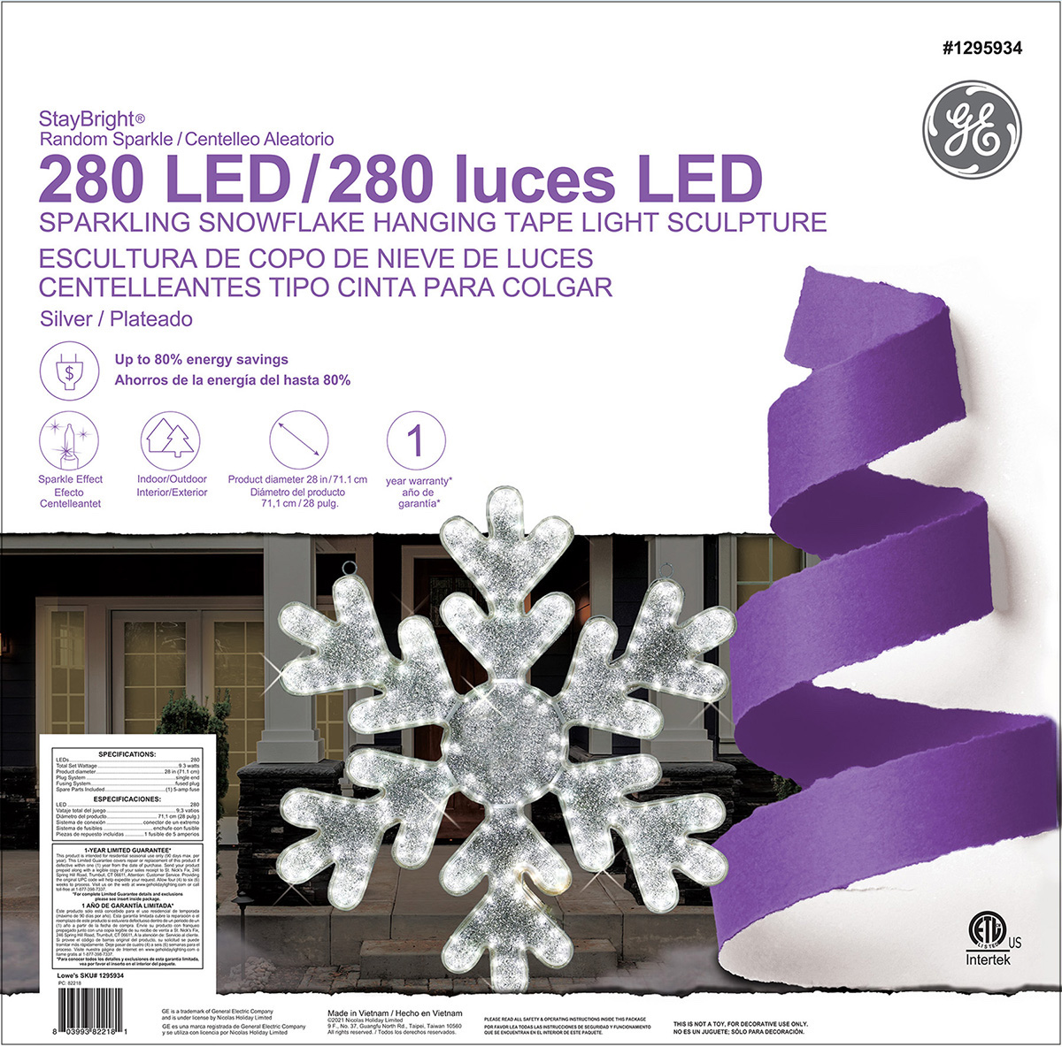 82218 - GE StayBright® Random Sparkle LED Sparkling Snowflake Hanging ...